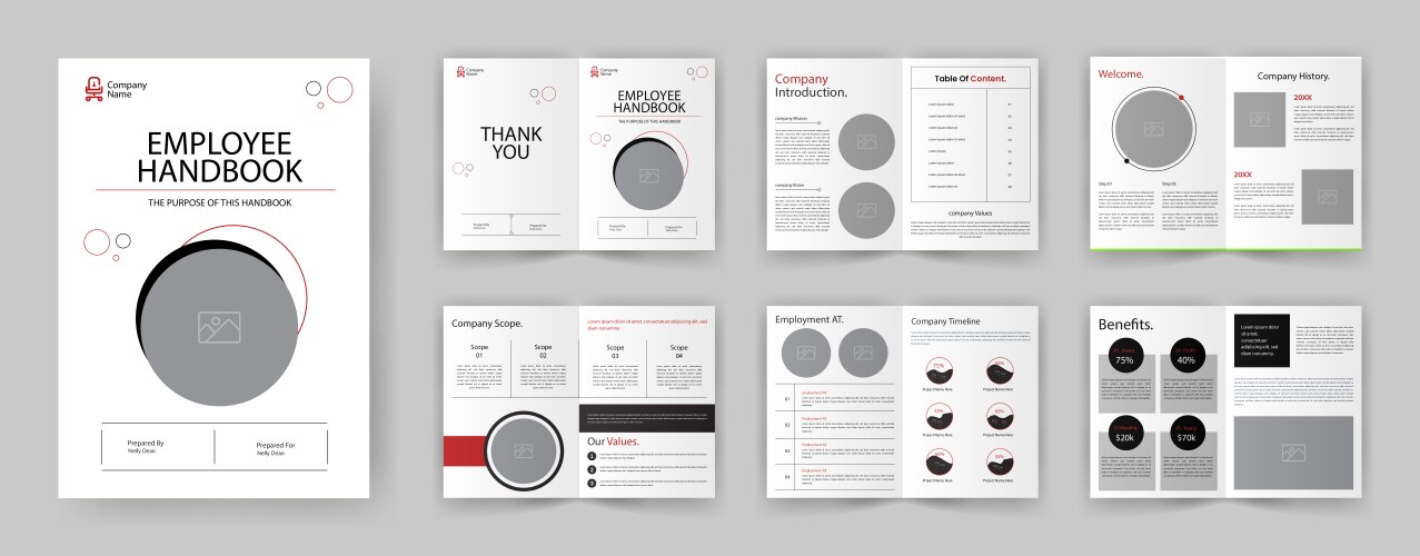 Hr employee handbook brochure template Royalty Free Vector
