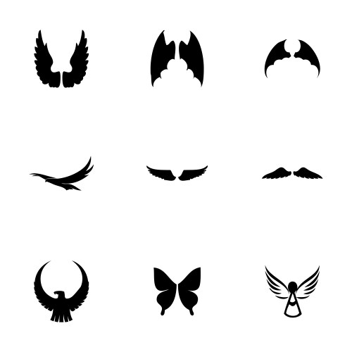 Wings icons set 1 Royalty Free Vector Image - VectorStock
