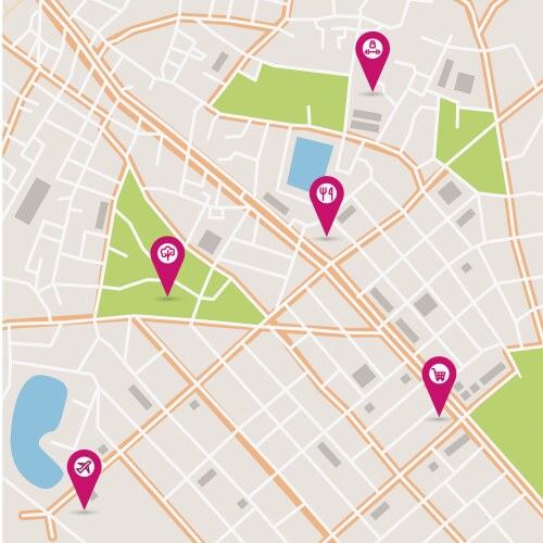 Abstract city map in perspective view Royalty Free Vector