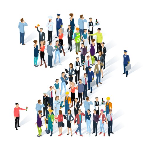 Big people crowd forming number two 2 shape Vector Image