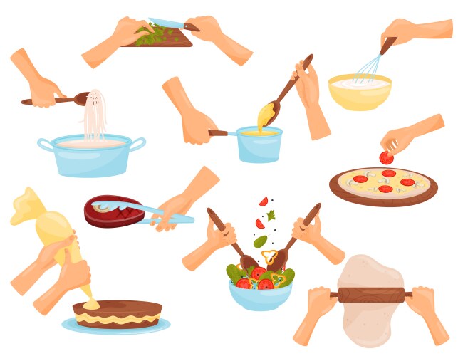 Pasta cooking process set Royalty Free Vector Image