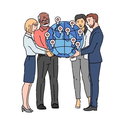 Cartoon business team celebrating an award Vector Image