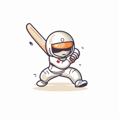 Cricket player cartoon mascot character Royalty Free Vector
