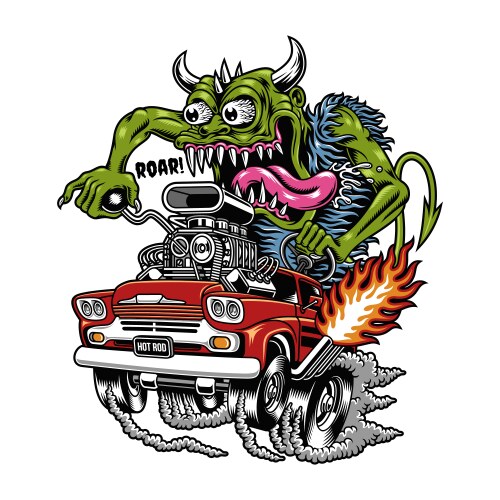 Retro Rat Rod Zombie Hot Rod Royalty Free Vector Image