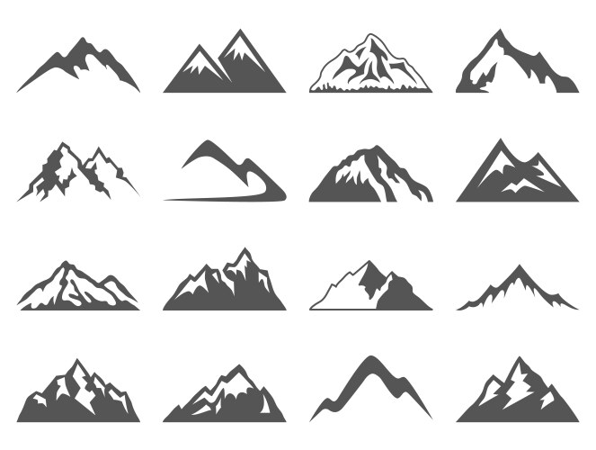 Set vintage mountain triangle logo view Royalty Free Vector