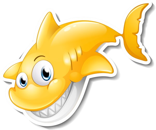 Smiling shark cartoon sticker Royalty Free Vector Image