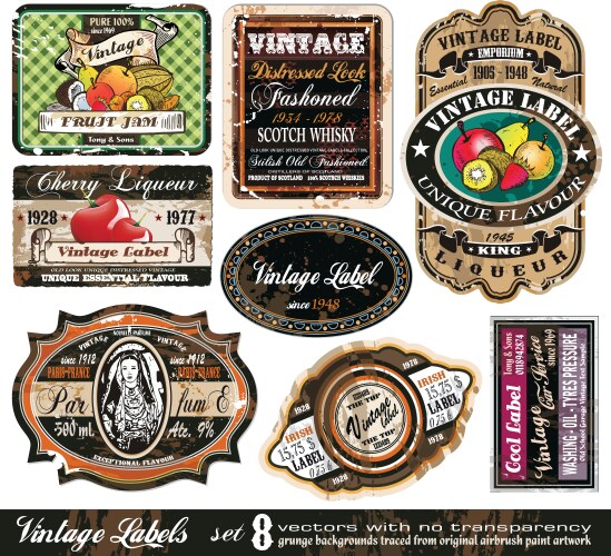 Set of 4 old labels Royalty Free Vector Image - VectorStock