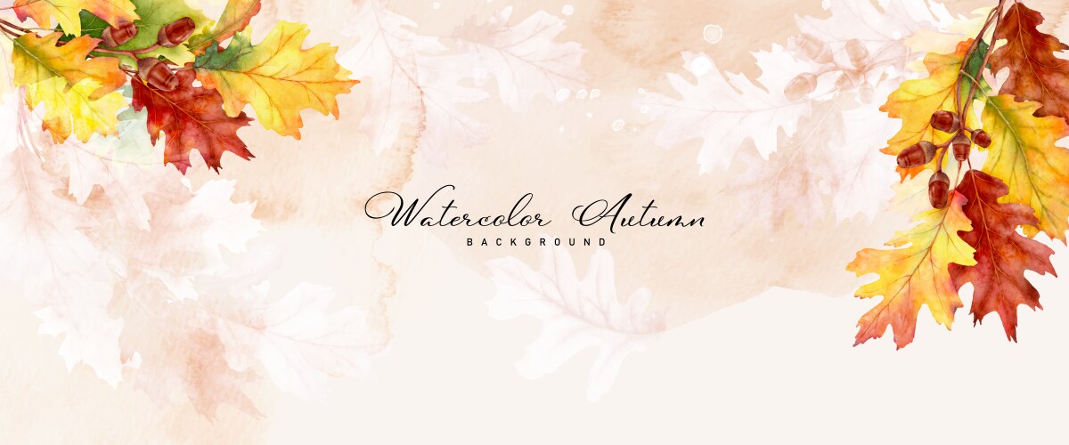 Watercolor abstract autumn background with maple Vector Image