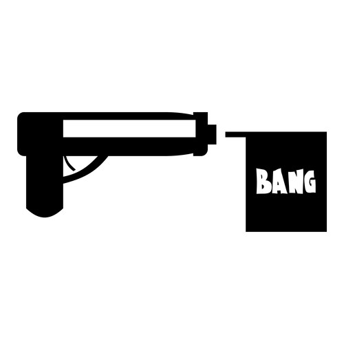 Shooting toy gun pistol with bang flag icon Vector Image