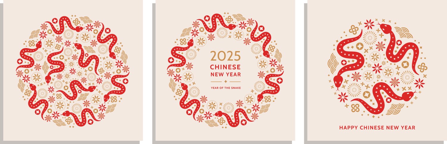 Chinese new year 2025 greeting cards Royalty Free Vector
