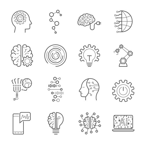 Artificial intelligence signs set Royalty Free Vector Image