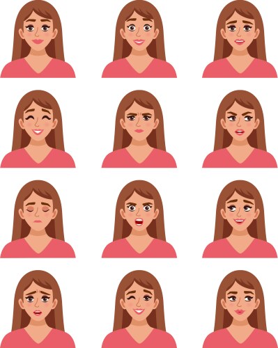 Woman expressions set Royalty Free Vector Image