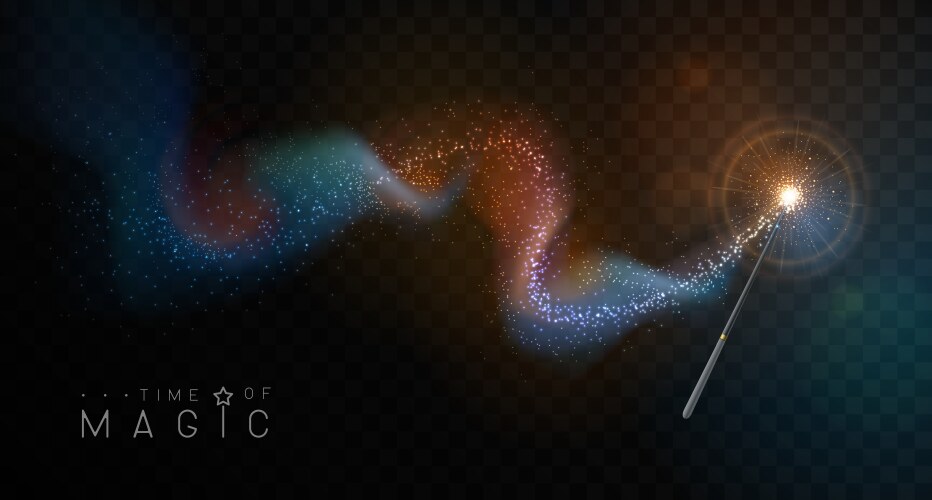 Magic wand with blue glowing shiny trail Vector Image