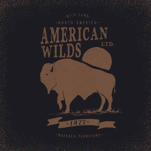 Old retro logo with bull buffalo Royalty Free Vector Image