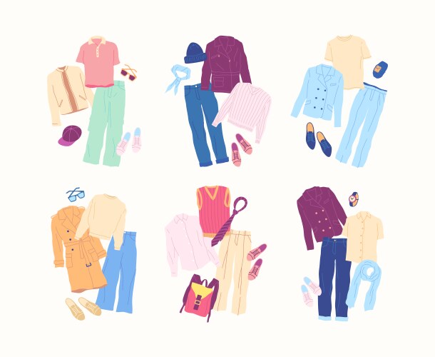 Cartoon clothes male different spring combo set Vector Image