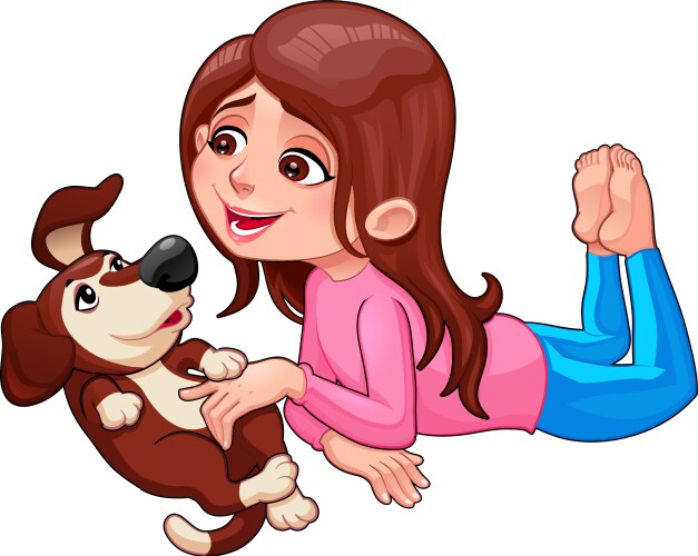Cartoon mother dog with her cute puppies Vector Image