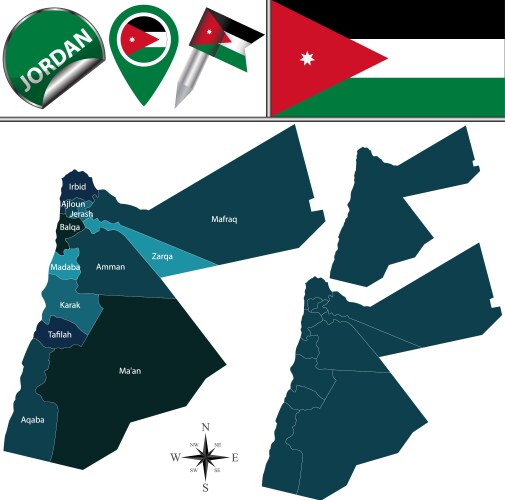 Isometric map of jordan detailed Royalty Free Vector Image