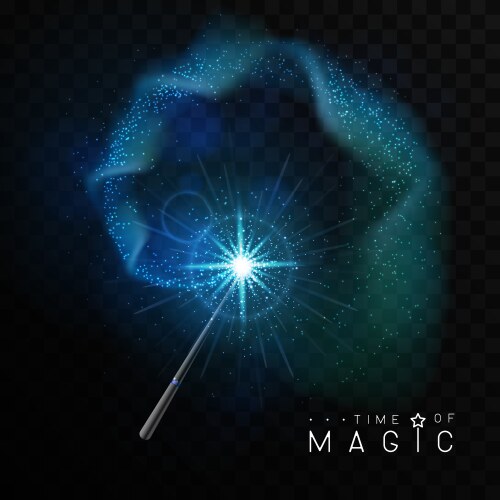 Magic wand with magical violet sparkle trail Vector Image