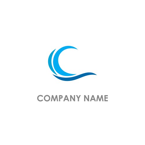 Whale tale logo with ocean waves blue flat colors Vector Image