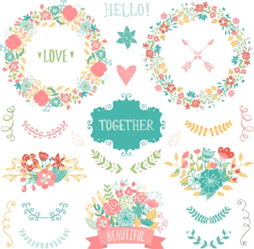 Wedding flower set Royalty Free Vector Image - VectorStock