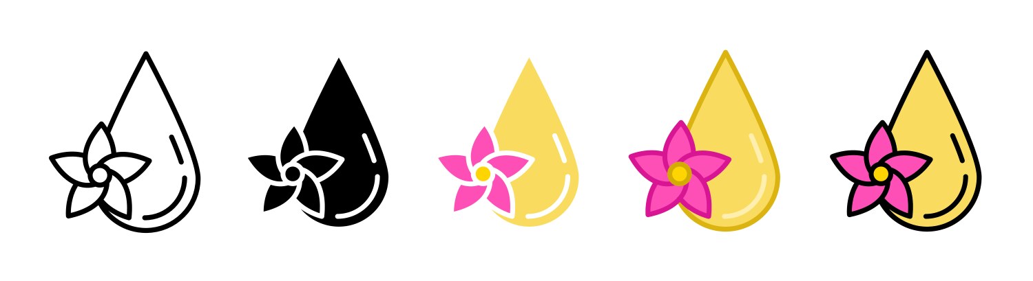 Essentials oil drop icon set aromatherapy Vector Image