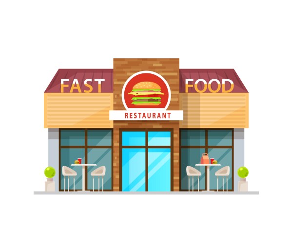 Fast food shop store front flat style Royalty Free Vector