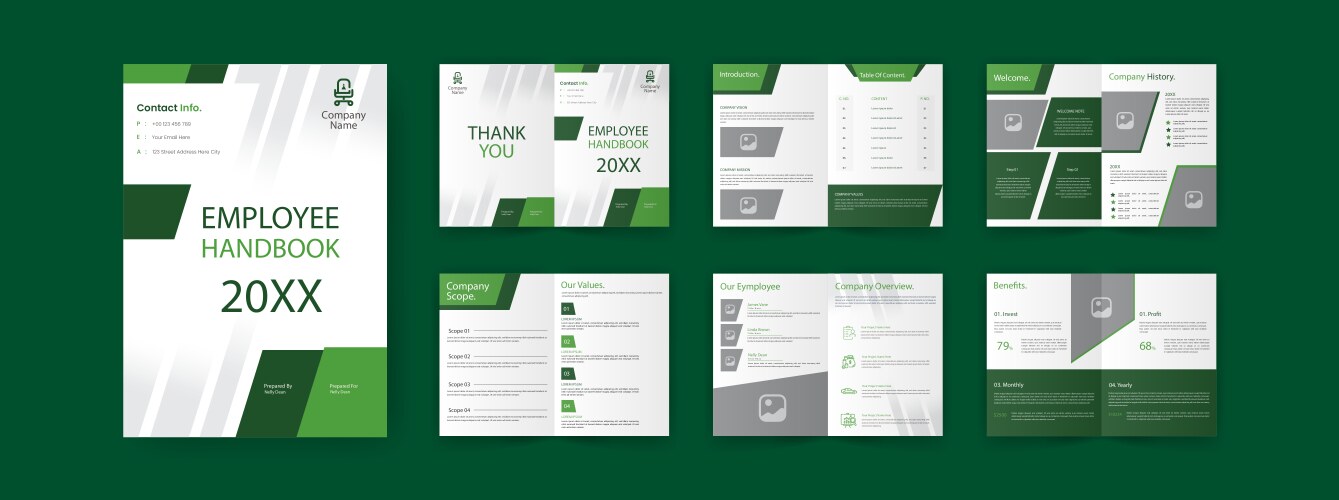 Hr employee handbook brochure template Royalty Free Vector