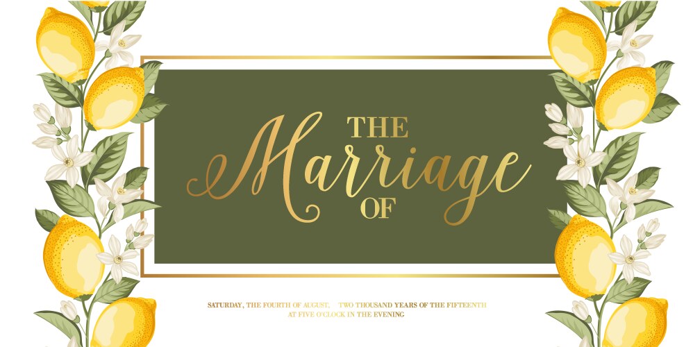 Wedding invitation lemon hand-drawn Royalty Free Vector