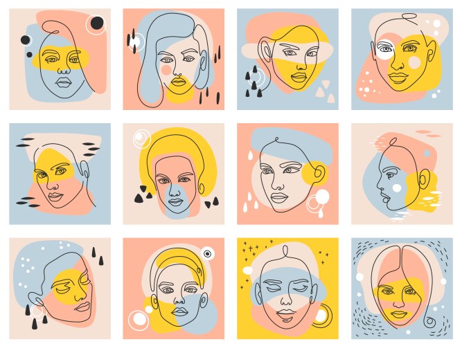 Continuous Line Abstract Face Vector Images (over 8,900)