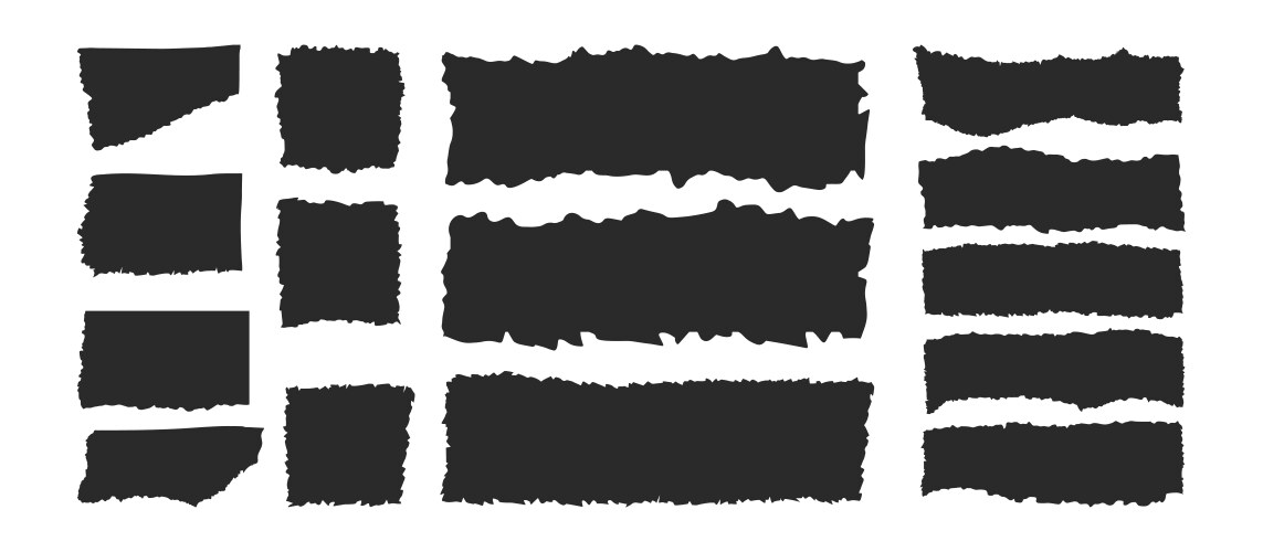 Rough paper edge set rectangle torn shape border Vector Image