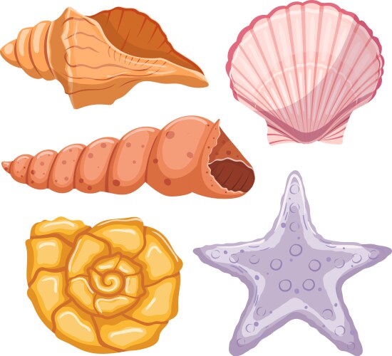 Marine sea ocean set cartoon Royalty Free Vector Image