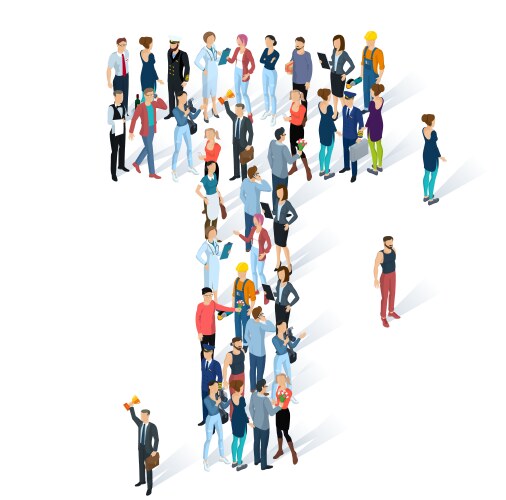 Big people crowd forming number two 2 shape Vector Image