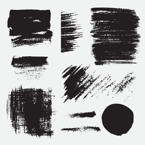 Set hand drawn paint brush strokes and stains Vector Image