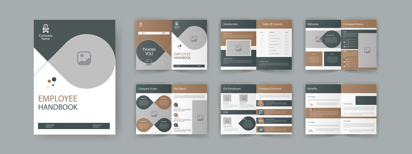 Hr employee handbook brochure template Royalty Free Vector