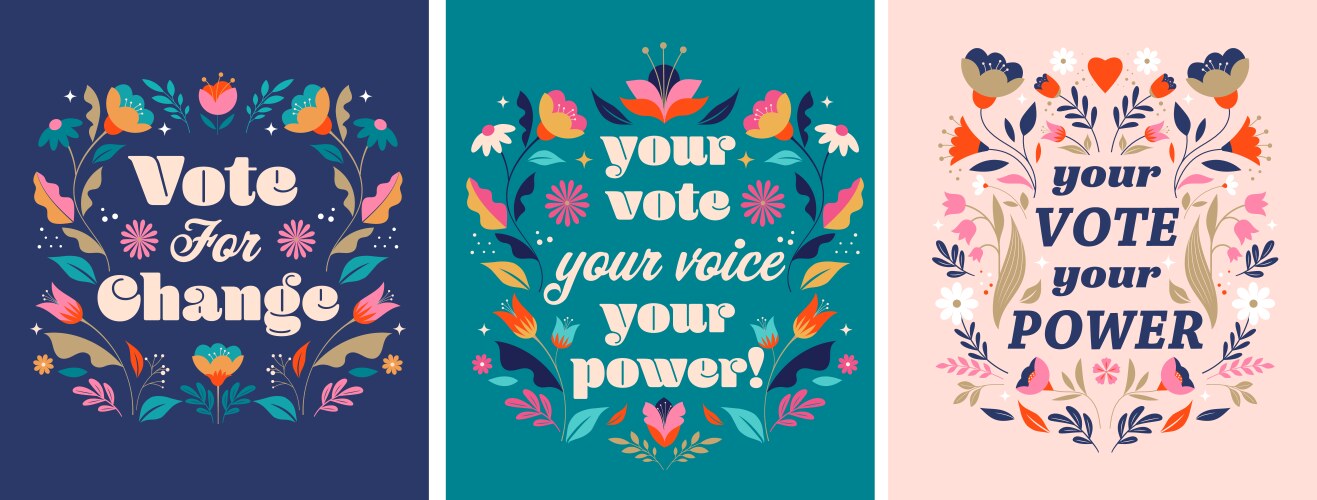 Modern floral election campaign concept design Vector Image