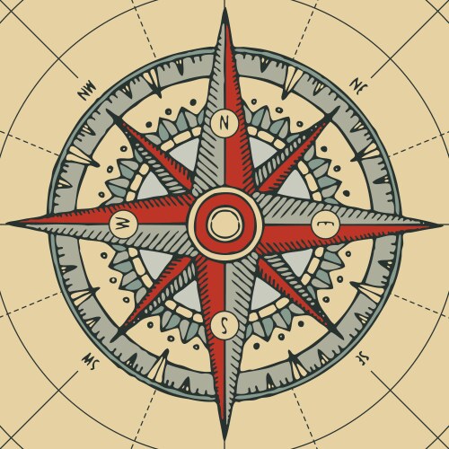 Wind rose compass retro Royalty Free Vector Image