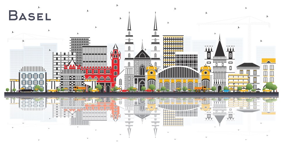 Single continuous line drawing of basel city Vector Image