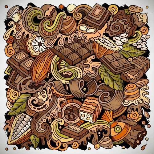 Chocolate and cocoa doodles seamless pattern Vector Image