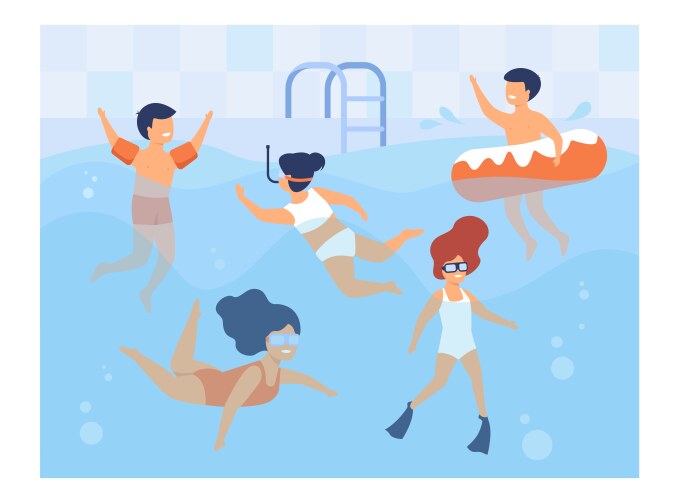Family in swimming pool Royalty Free Vector Image