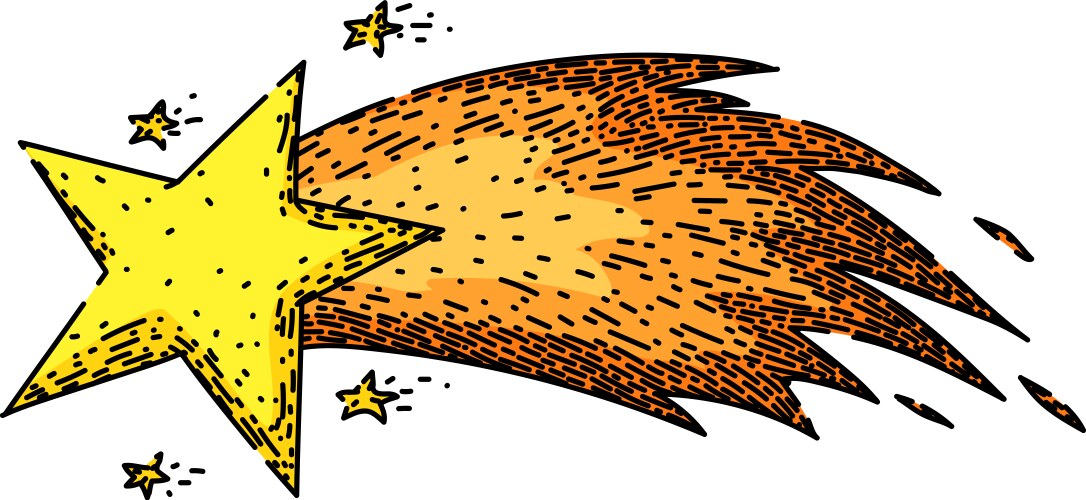 Star fall set sketch hand drawn Royalty Free Vector Image