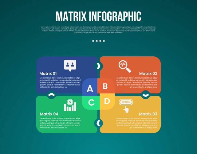 Matrix structure dimensions template infographic Vector Image