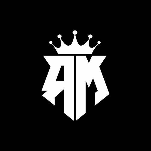 Rm logo monogram emblem style with crown shape Vector Image