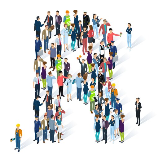 Group people shape letter u Royalty Free Vector Image