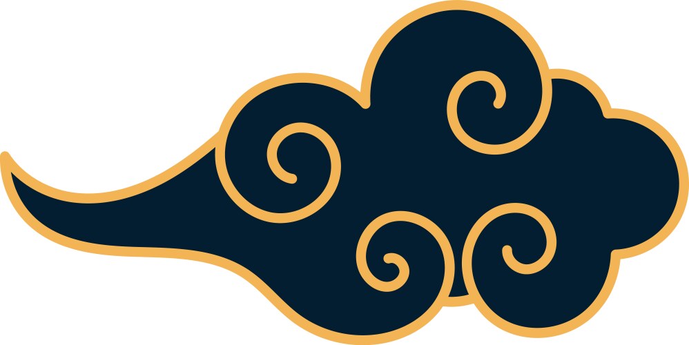 Traditional asian fluffy rounded cloud line art Vector Image