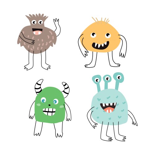 Cute baby monster character smiling Royalty Free Vector