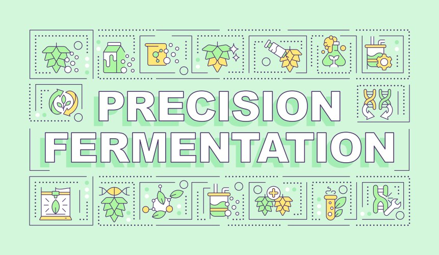 Precision fermentation green word concept Vector Image