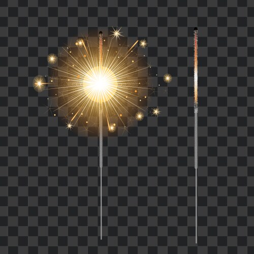 Realistic christmas sparkler on transparent Vector Image