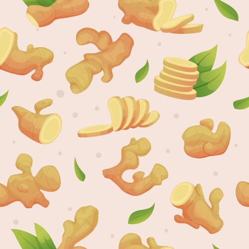 Ginger seamless hand drawn pattern root Royalty Free Vector