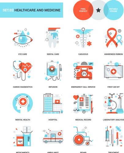 Health and longevity icons modern activity Vector Image