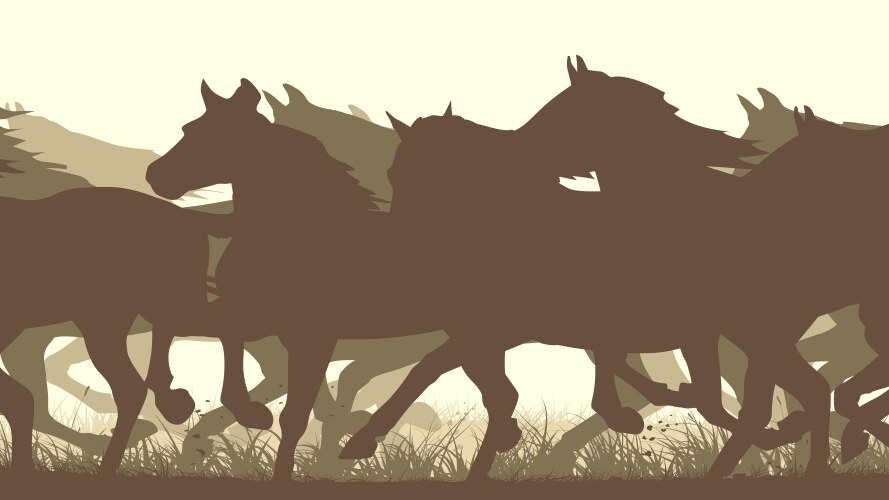 Horses Herd Vector Images (over 580)